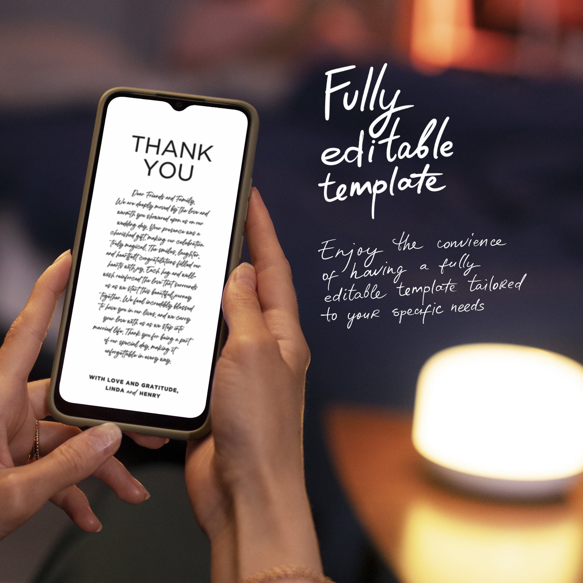 Electronic Thank You Card Template, Minimalist Wedding Thank You for Phone, Digital Thank You ...