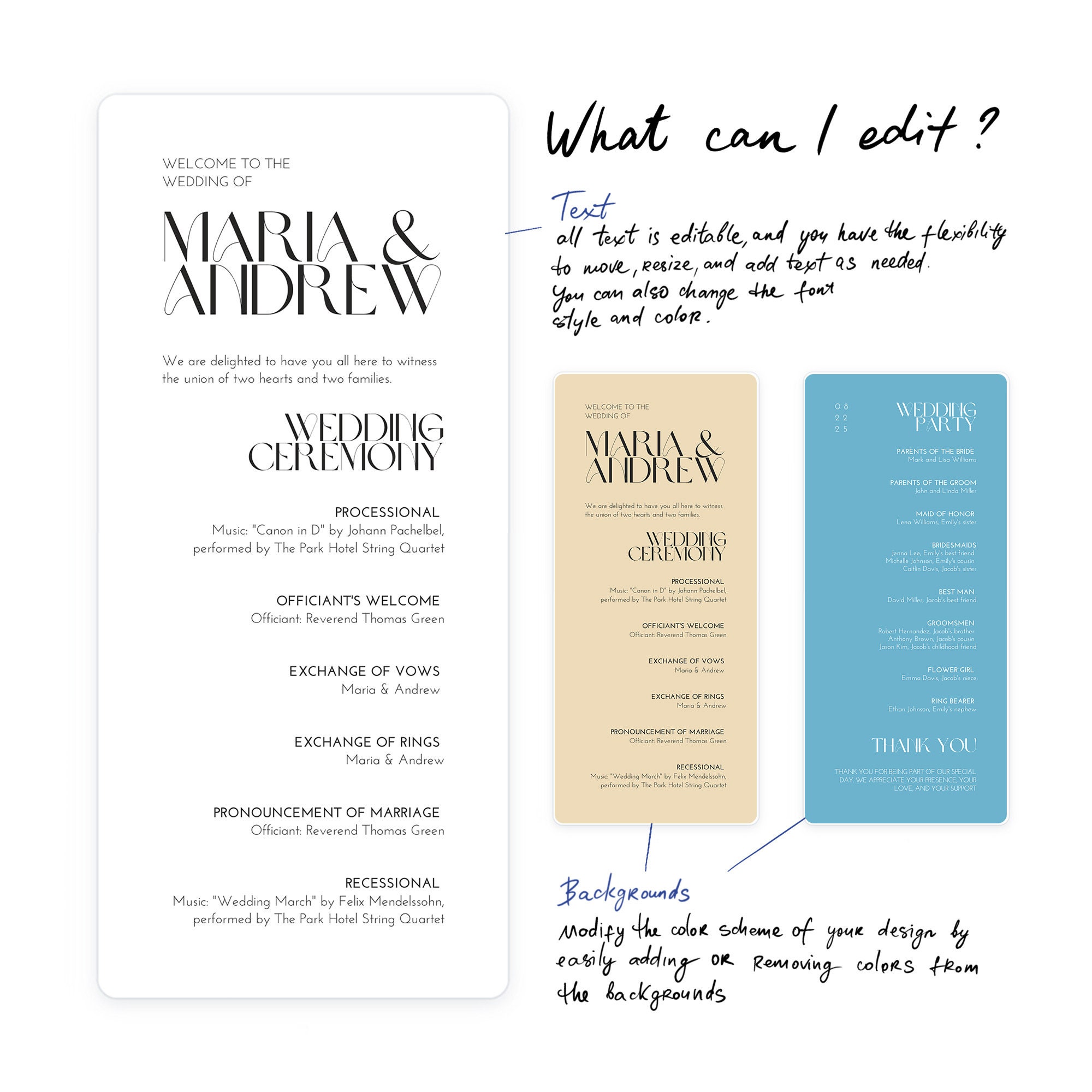 Printable Wedding Program Template Fully Editable Wedding - Etsy