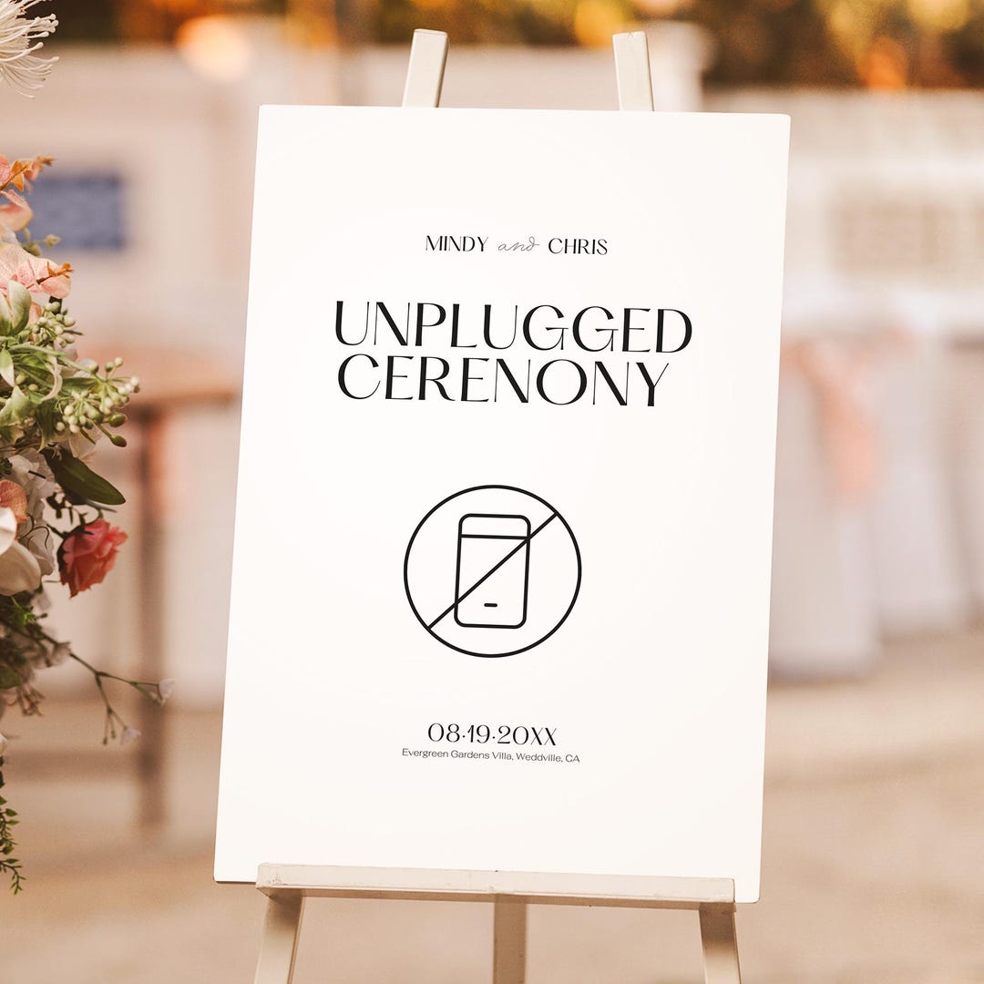 Editable Unplugged Ceremony Sign, Unplugged Ceremony Sign Template ...