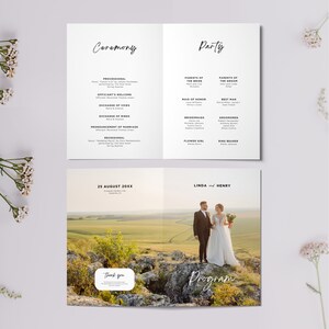 Bifold Wedding Program Template, Minimalist Program With Photo ...