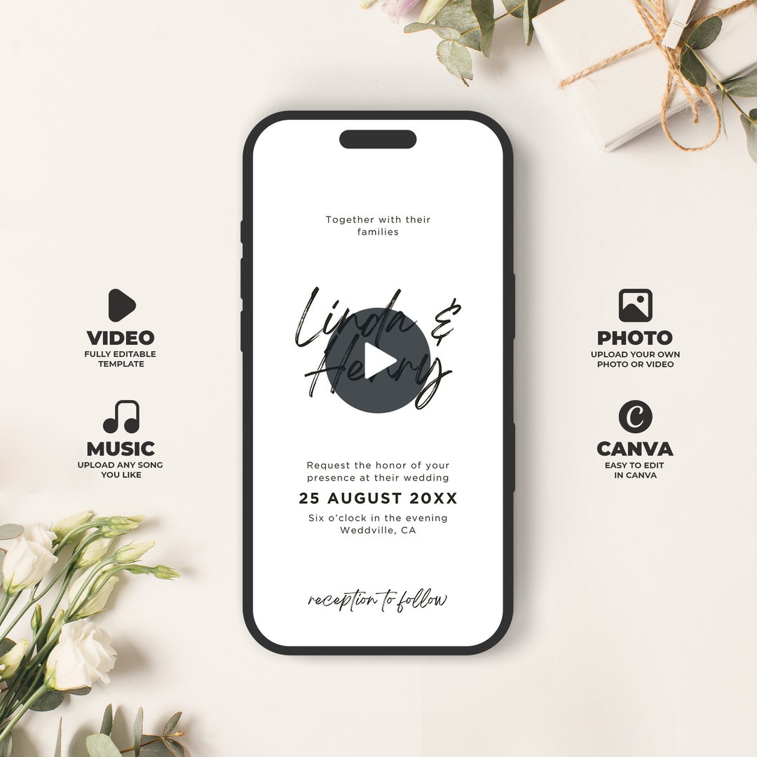 Wedding Video Invitation Template With Your Song, Fully Editable ...