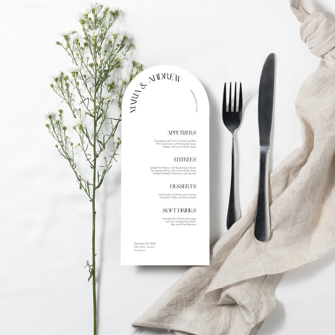 Wedding Menu Template Rounded Menu Editable & Printable - Etsy