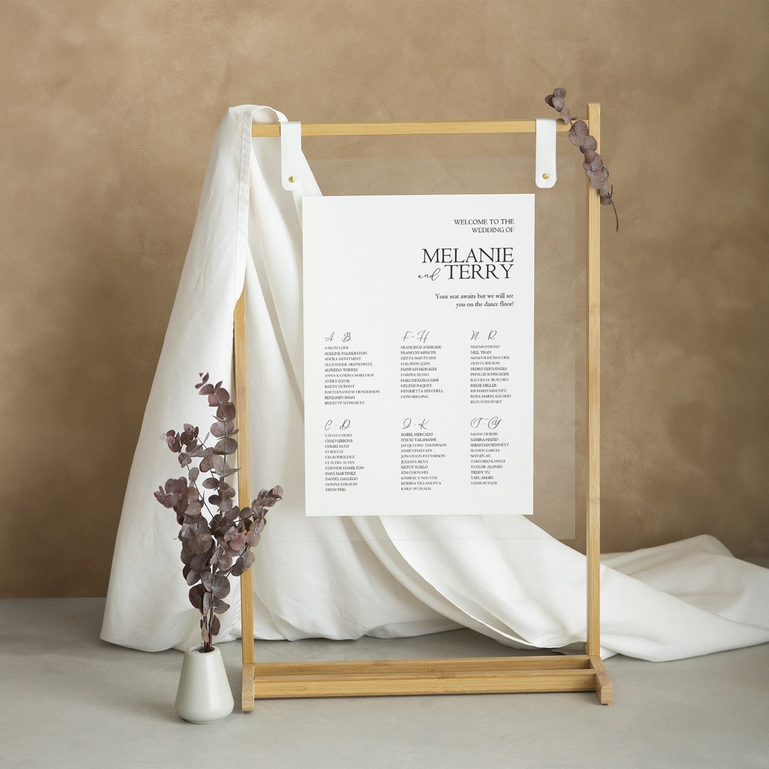 Wedding Alphabetical Seating Chart Canva Template, Vertical Seating ...