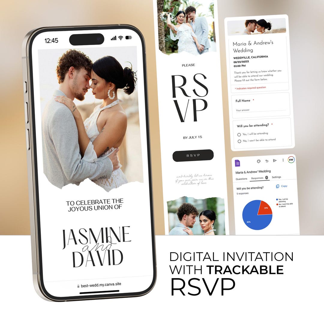 WEB Invitation Template With Trackable RSVP, Digital Wedding Website ...