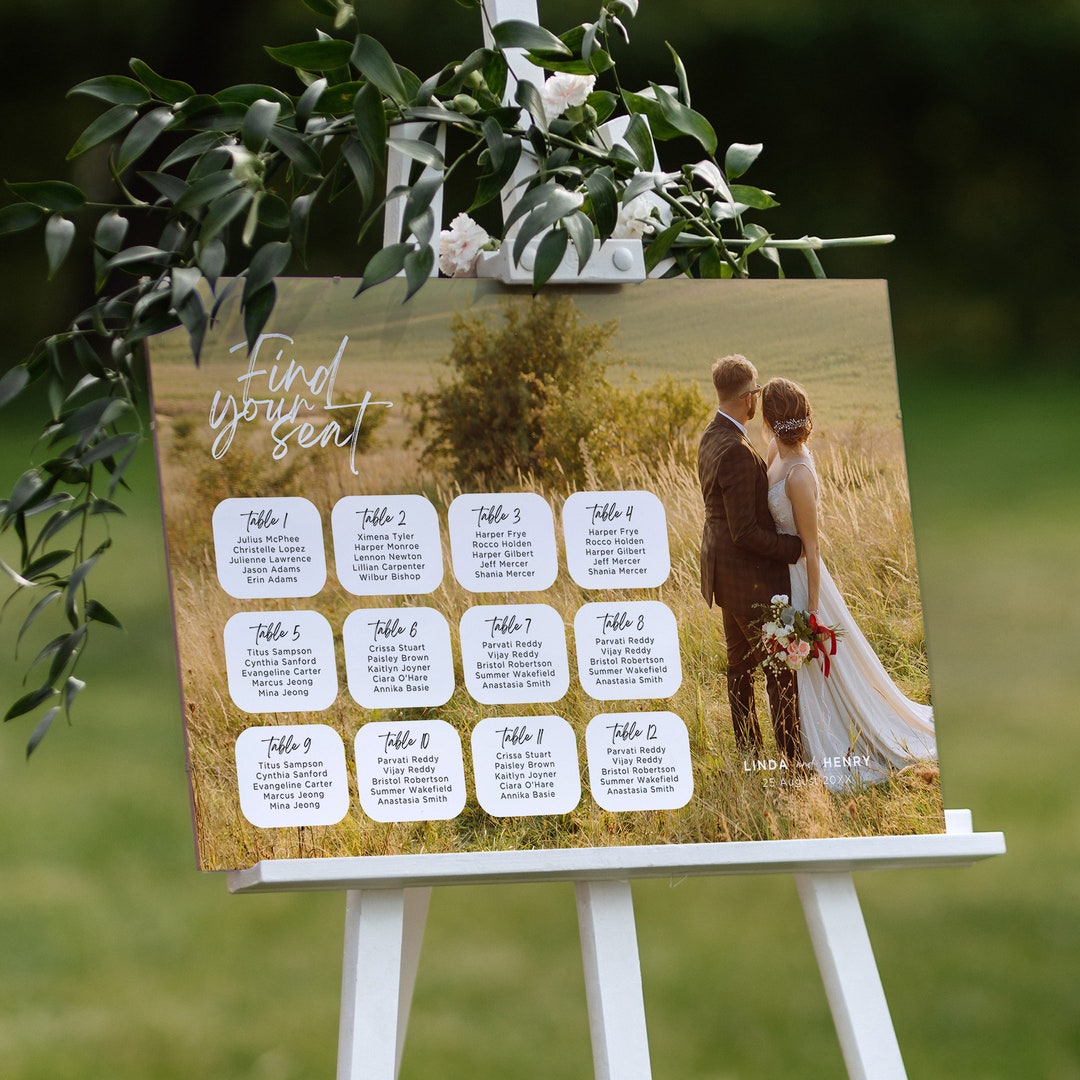 Seating Chart Template With Your Own Photo, Wedding Seating Arrangement ...
