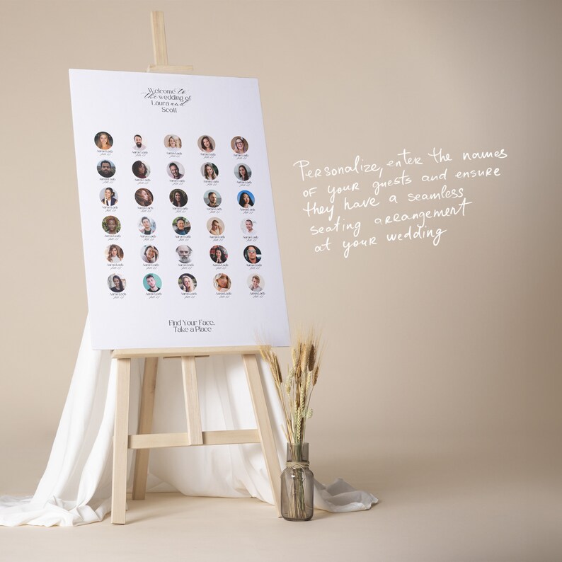 Personalized Seating Chart With Photo of Your Guests, Find Your Face ...