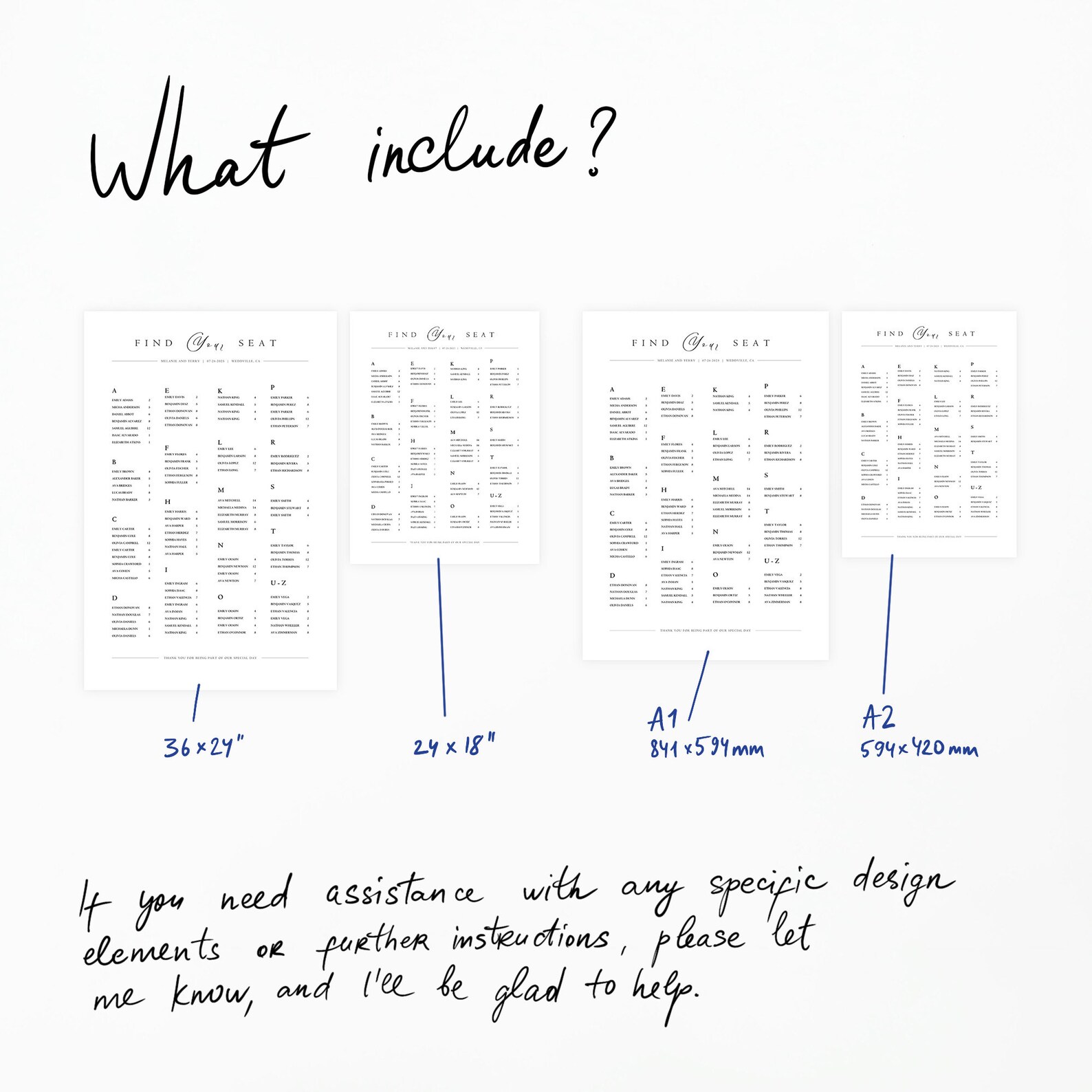 Wedding Seating Chart Canva Template, Alphabetical Printable Vertical ...