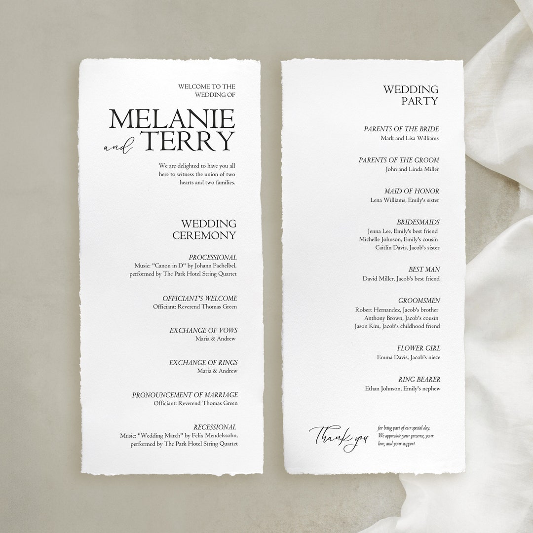Wedding Program Canva Template, Minimalist Wedding Program, Editable & Printable Wedding ...