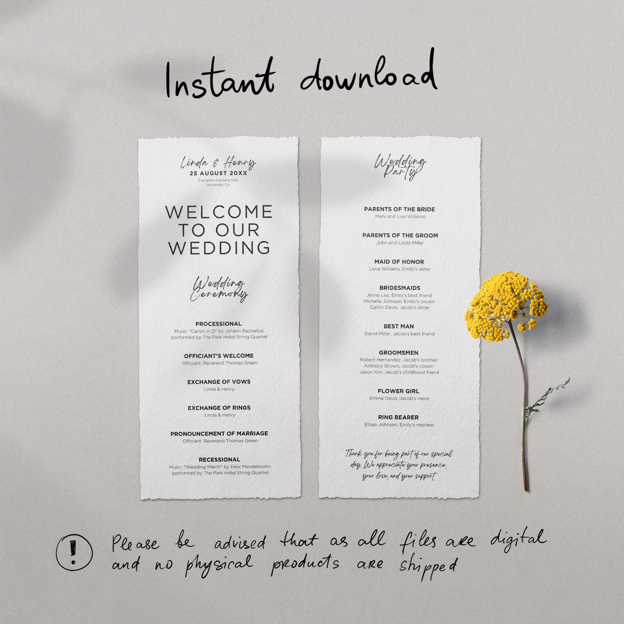 Editable Wedding Program Template Elegant 4x9 Wedding - Etsy Editable Wedding Program Template Elegant 4x9 Wedding - Etsy