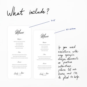 Classic Wedding Menu Template, Minimalist Elegant Menu, Editable ...