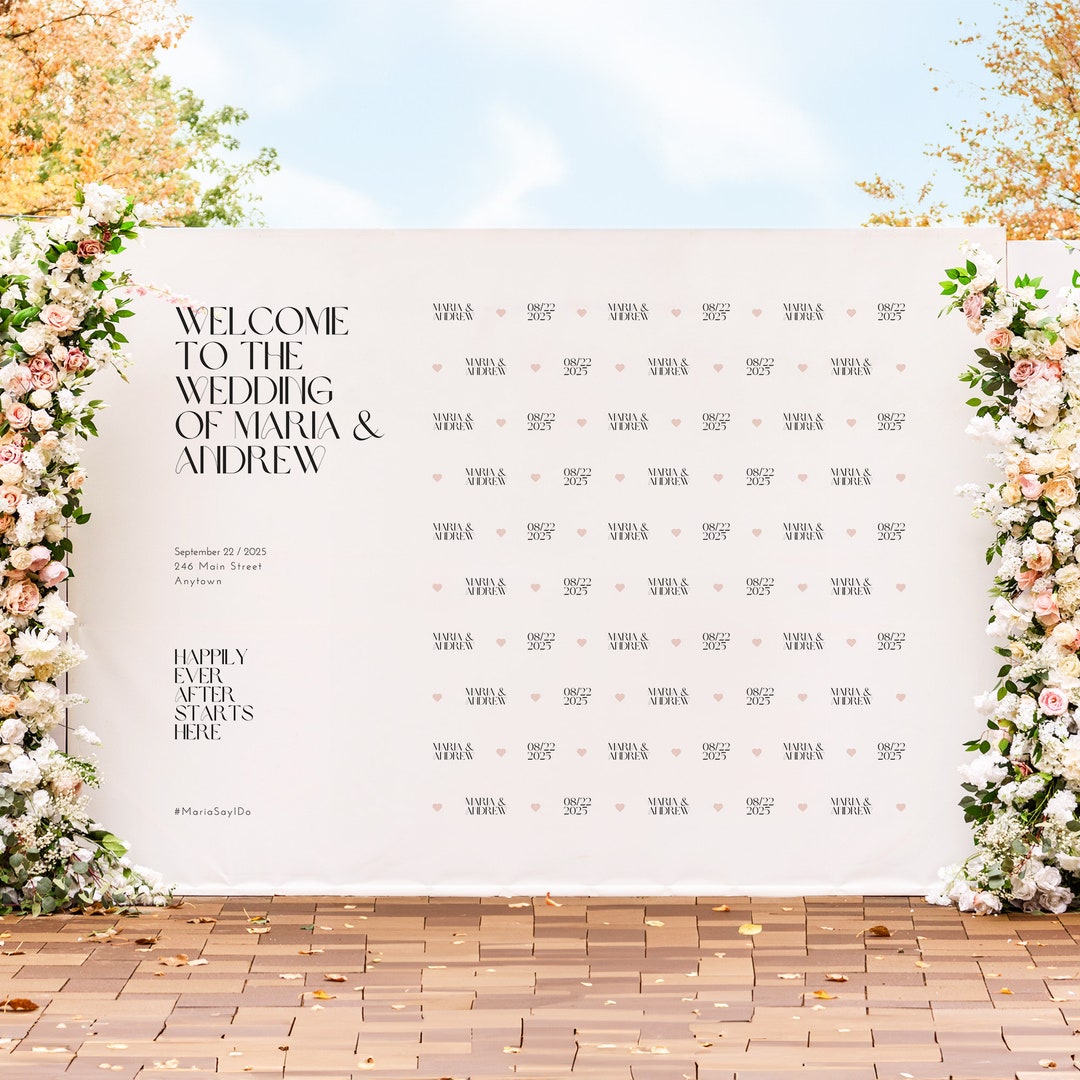 Wedding Backdrop With Names, Personalized Background Template, Wedding ...