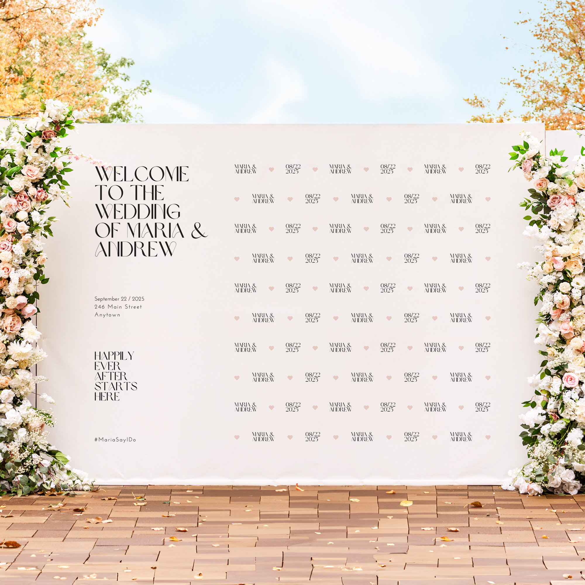 Wedding Backdrop With Names, Personalized Background Template, Wedding ...