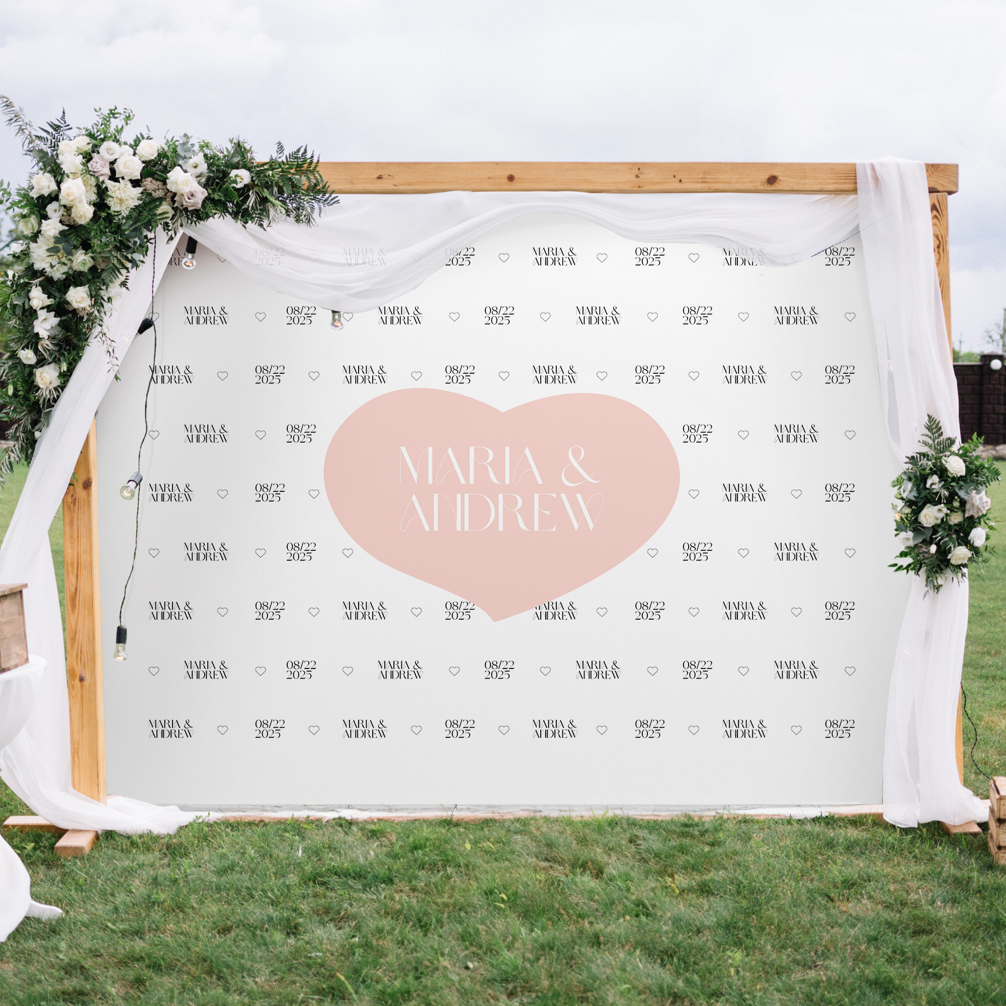 Wedding Backdrop With Names, Background Canva Template, Wedding Banner ...