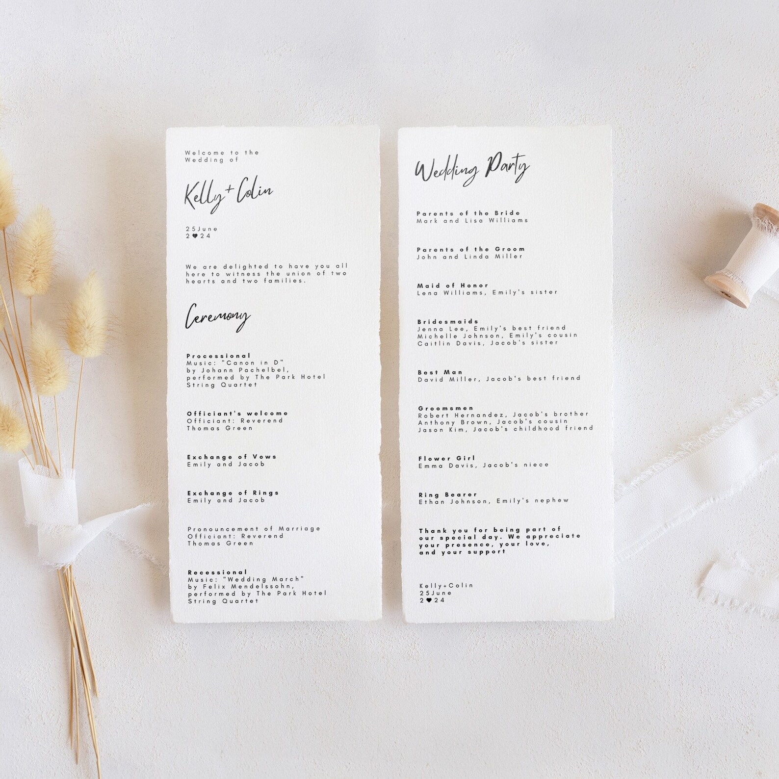 Wedding Program, Minimalist Wedding Program Template, Modern Wedding ...