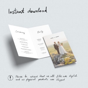 Bifold Wedding Program Template, Minimalist Program With Photo ...