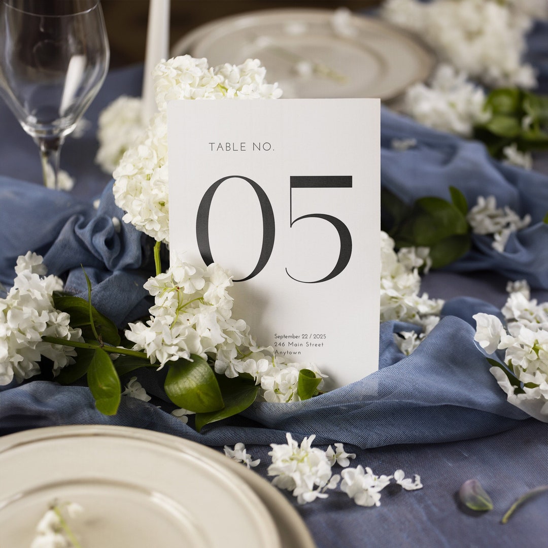 Wedding Table Number Sign Template, Modern Table Numbers Canva Template ...