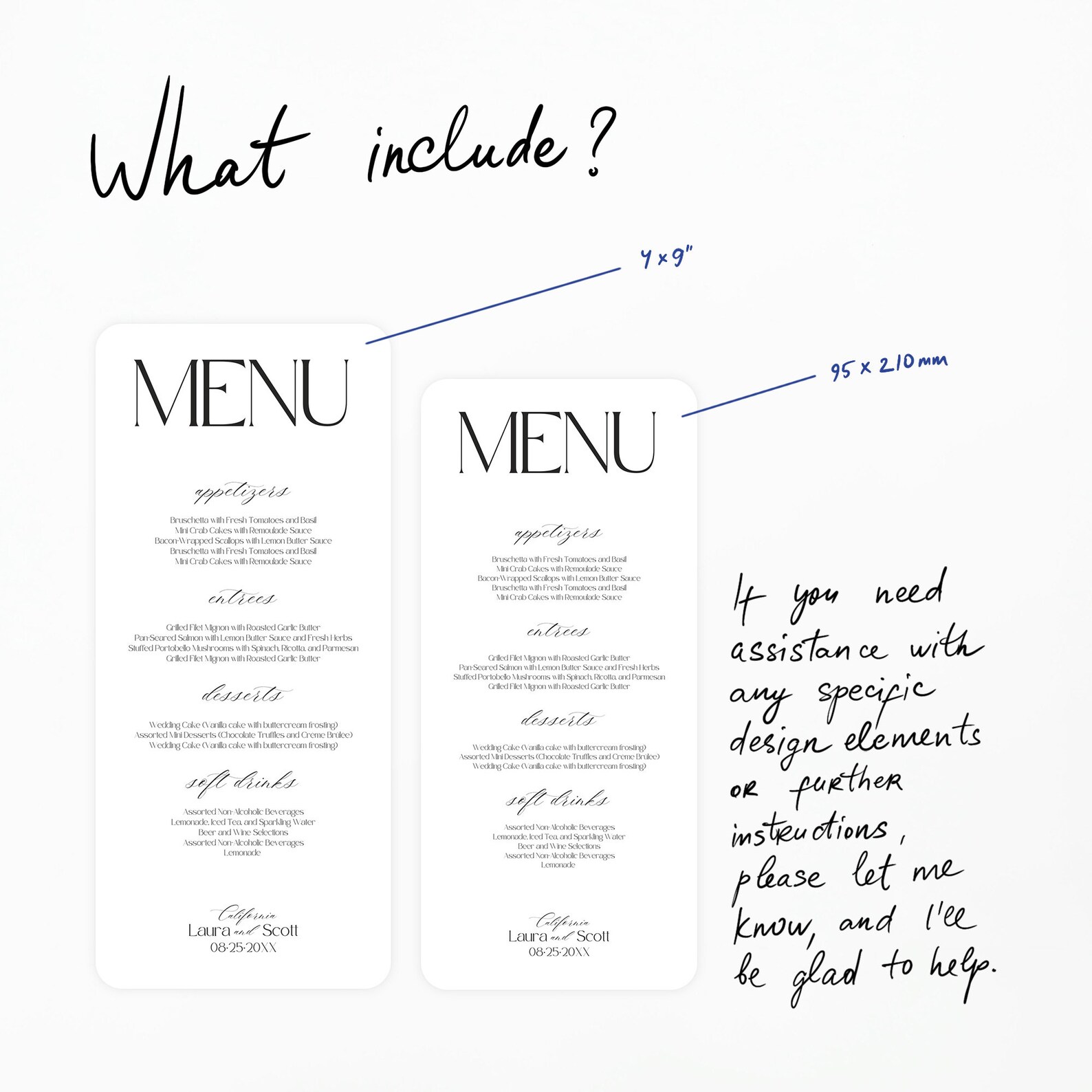 Simple Editable Wedding Menu Printable Wedding Menu Minimalist Elegant Menu Simple Wedding 