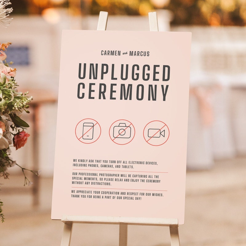 Unplugged Ceremony Sign - Etsy