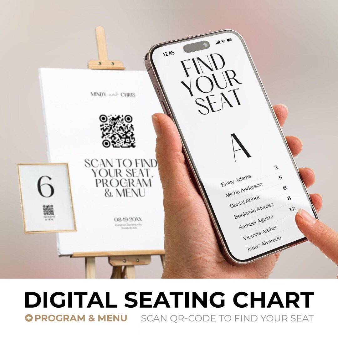 Seating Chart Website Canva Template With Program & Menu, Wedding ...