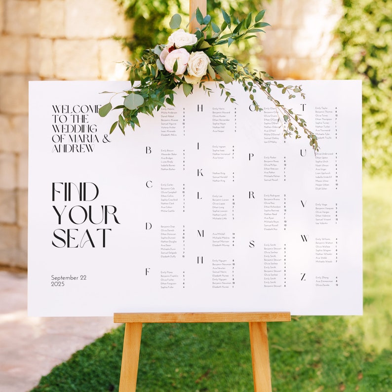 Alphabetical Seating Chart Canva Template Wedding Seating - Etsy