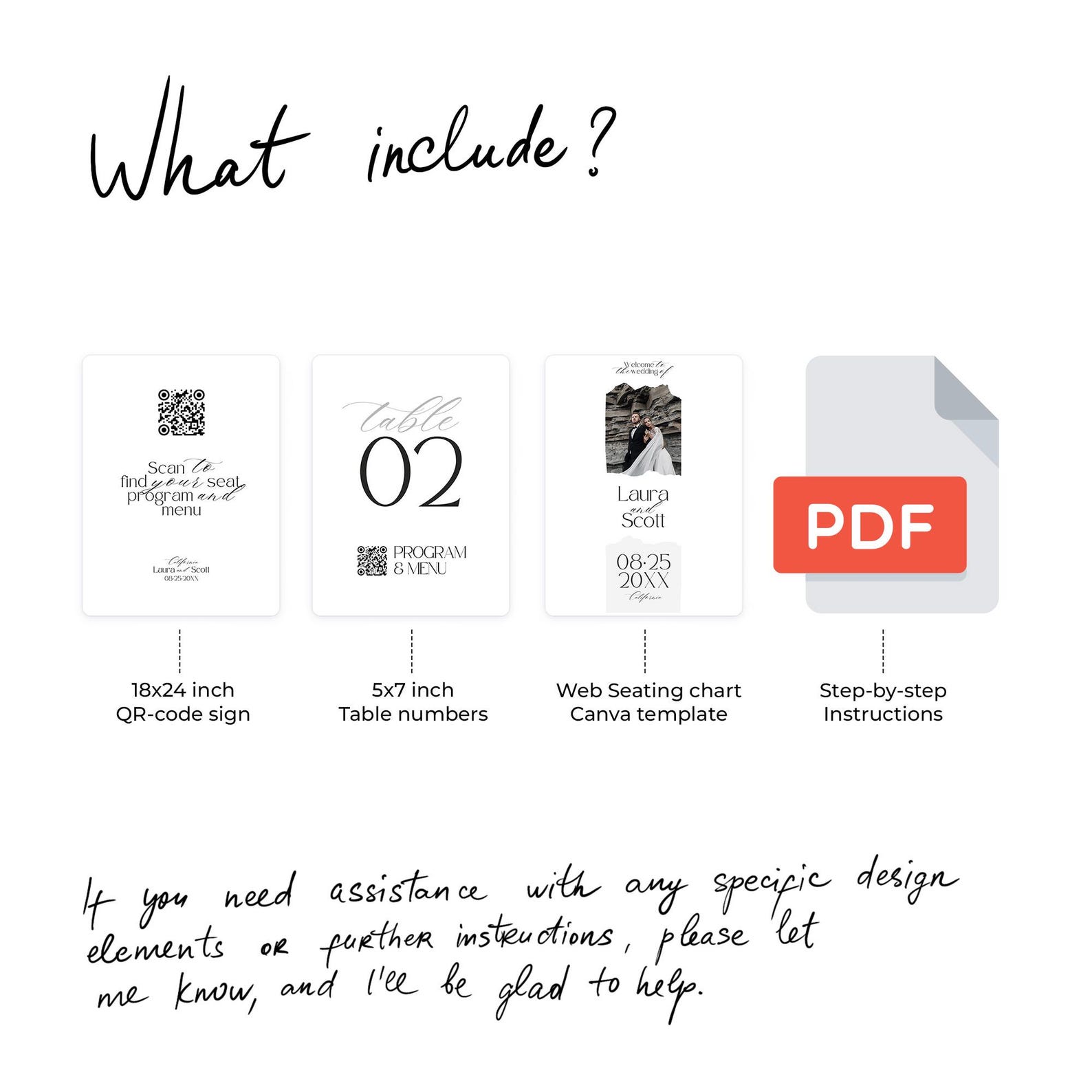Wedding Seating Chart Canva Template: QR Code, Program & Menu (digital ...