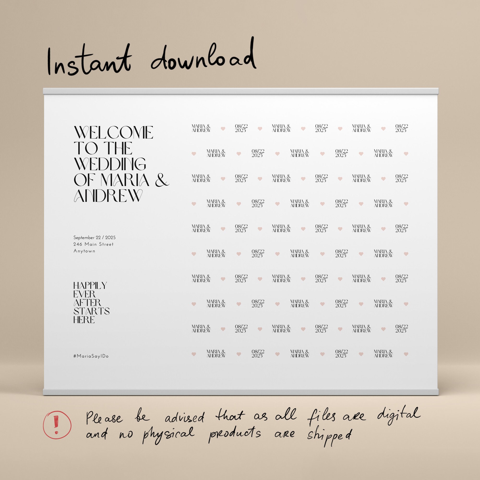 Wedding Backdrop With Names, Personalized Background Template, Wedding ...