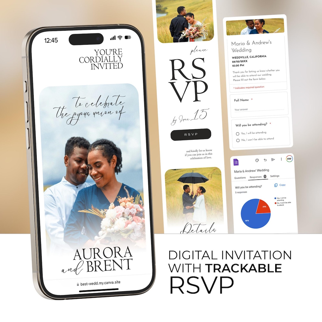 Digital Wedding WEB Invitation Template With Trackable RSVP, Website ...