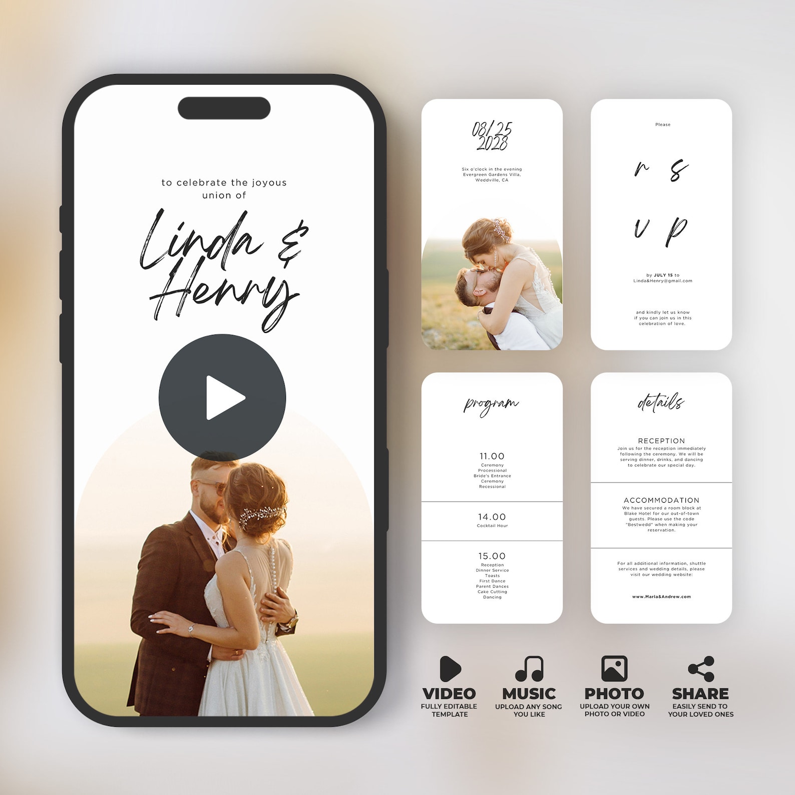 Wedding Video Invitation Template, Animated Wedding Invitation With ...