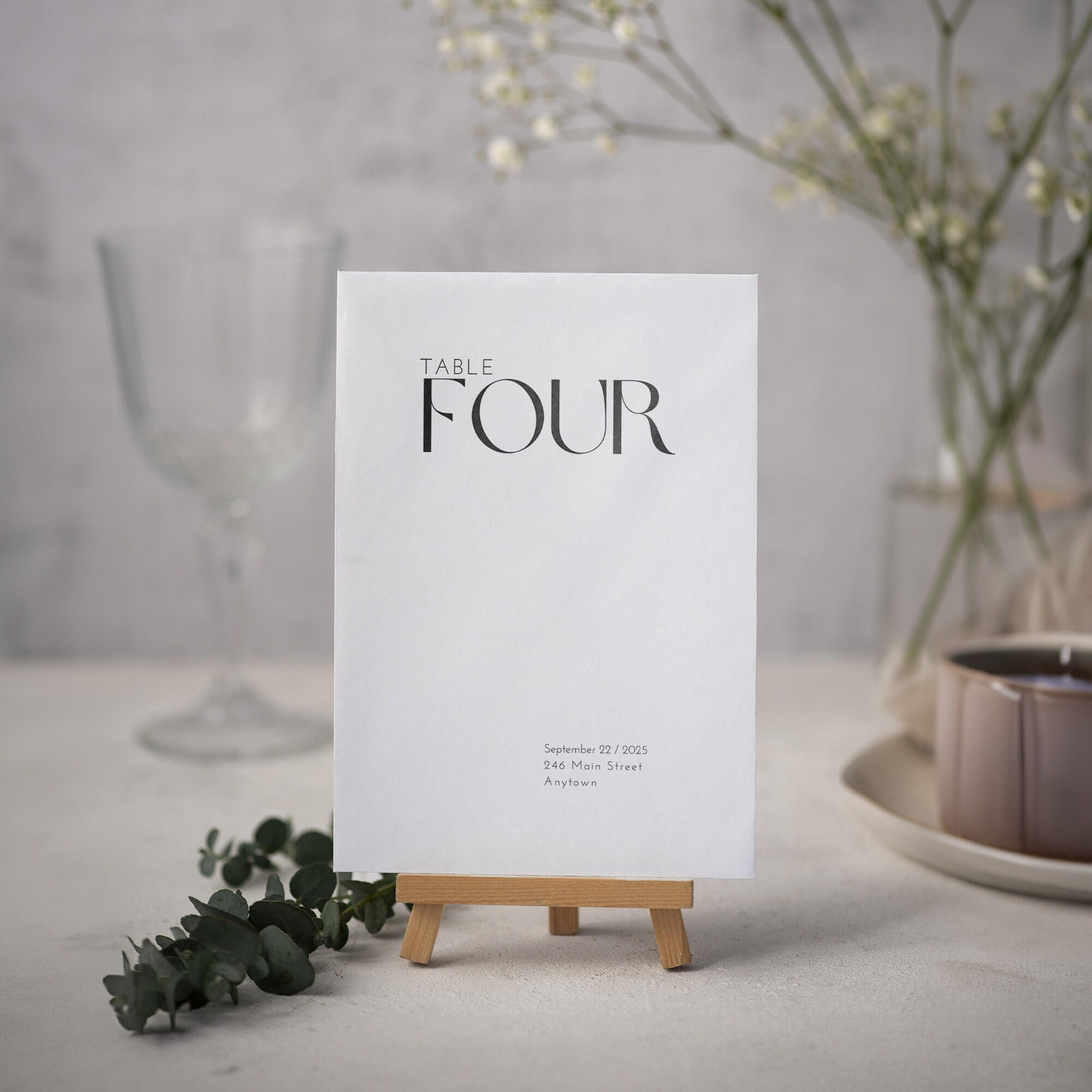 Table Number Sign Template, Modern Wedding Table Numbers Canva Template ...