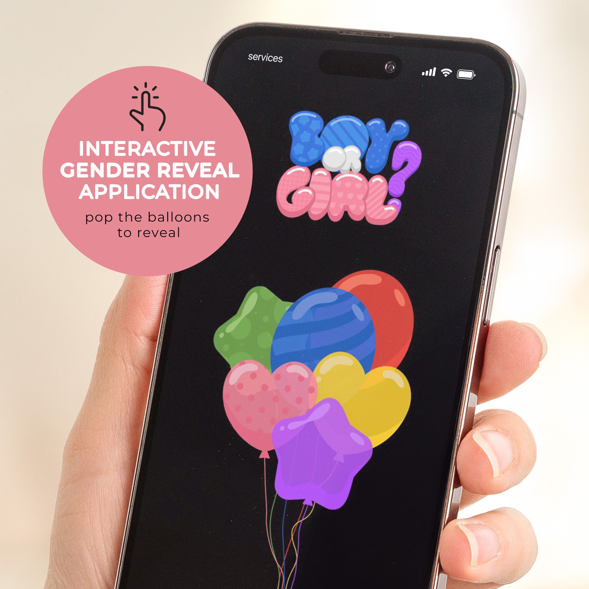 Girl, Interactive Gender Reveal Application, Pop the Balloons to Reveal ...