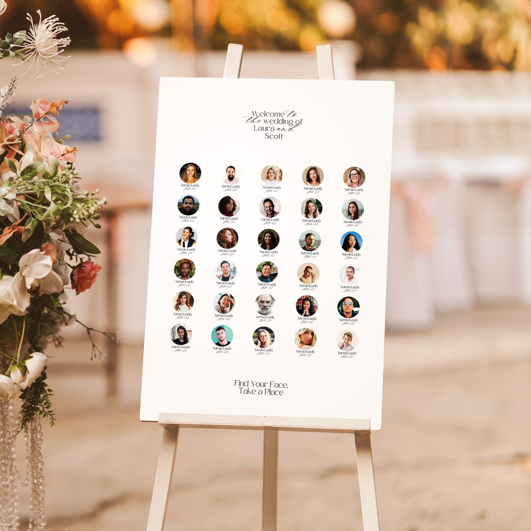 Personalized Seating Chart With Photo of Your Guests, Find Your Face ...