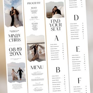 Seating Chart Website Canva Template With Program & Menu, Wedding ...