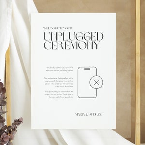Unplugged Ceremony Sign Canva Template, Unplugged Wedding Sign ...