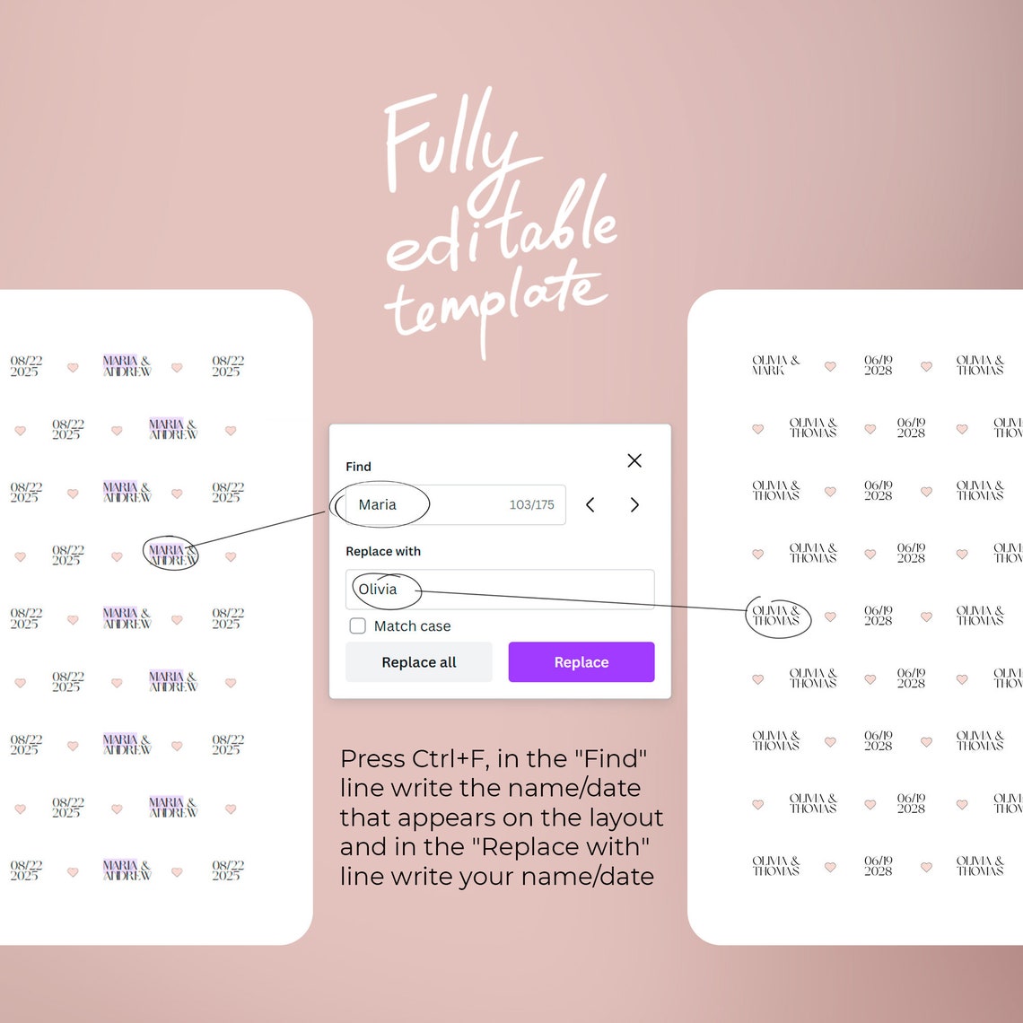 Wedding Backdrop With Names, Background Canva Template, Wedding Banner ...