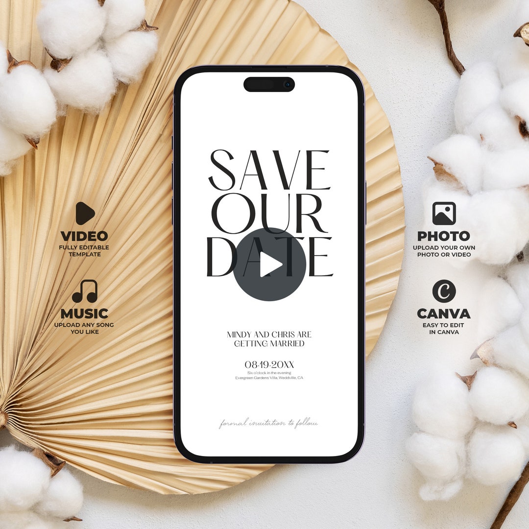Animated Wedding Save the Date Video: Editable Canva Template (digital Download) BW025 - Etsy