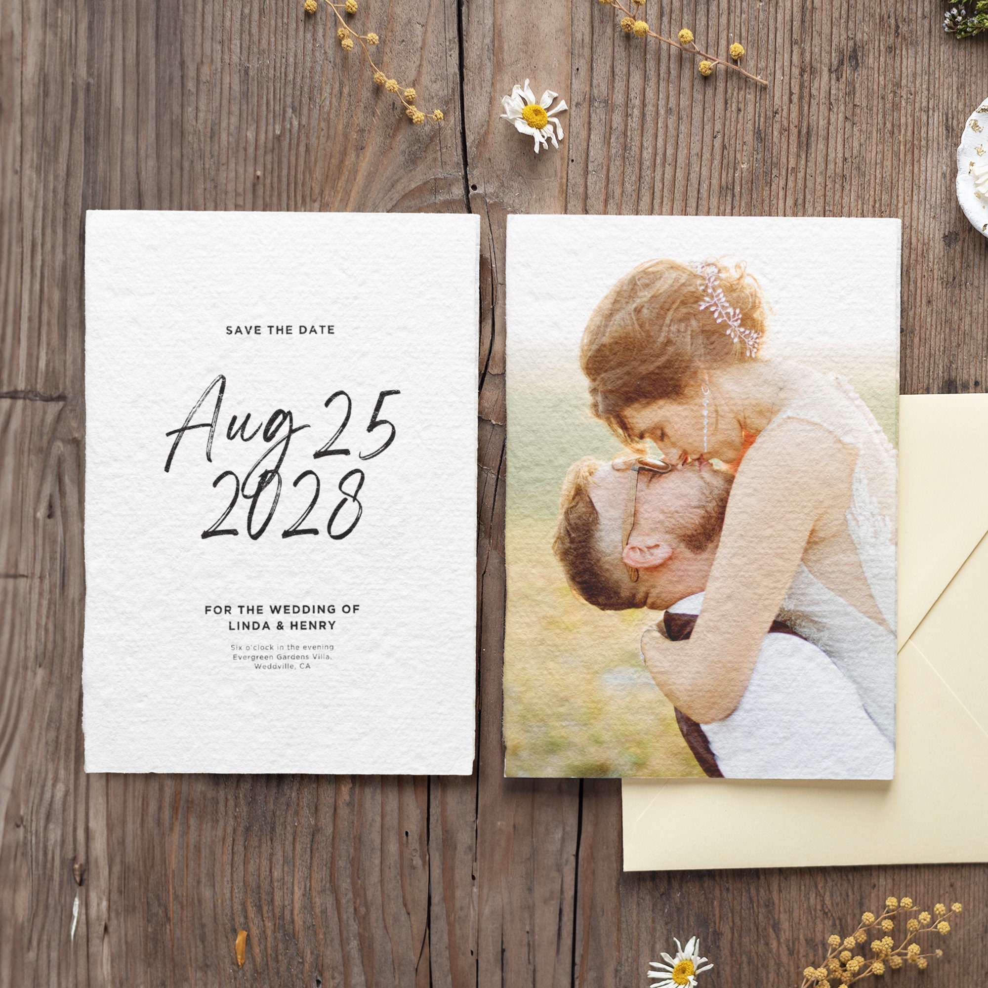 Modern Script Invitation With Your Photo, Personalized Save the Date ...