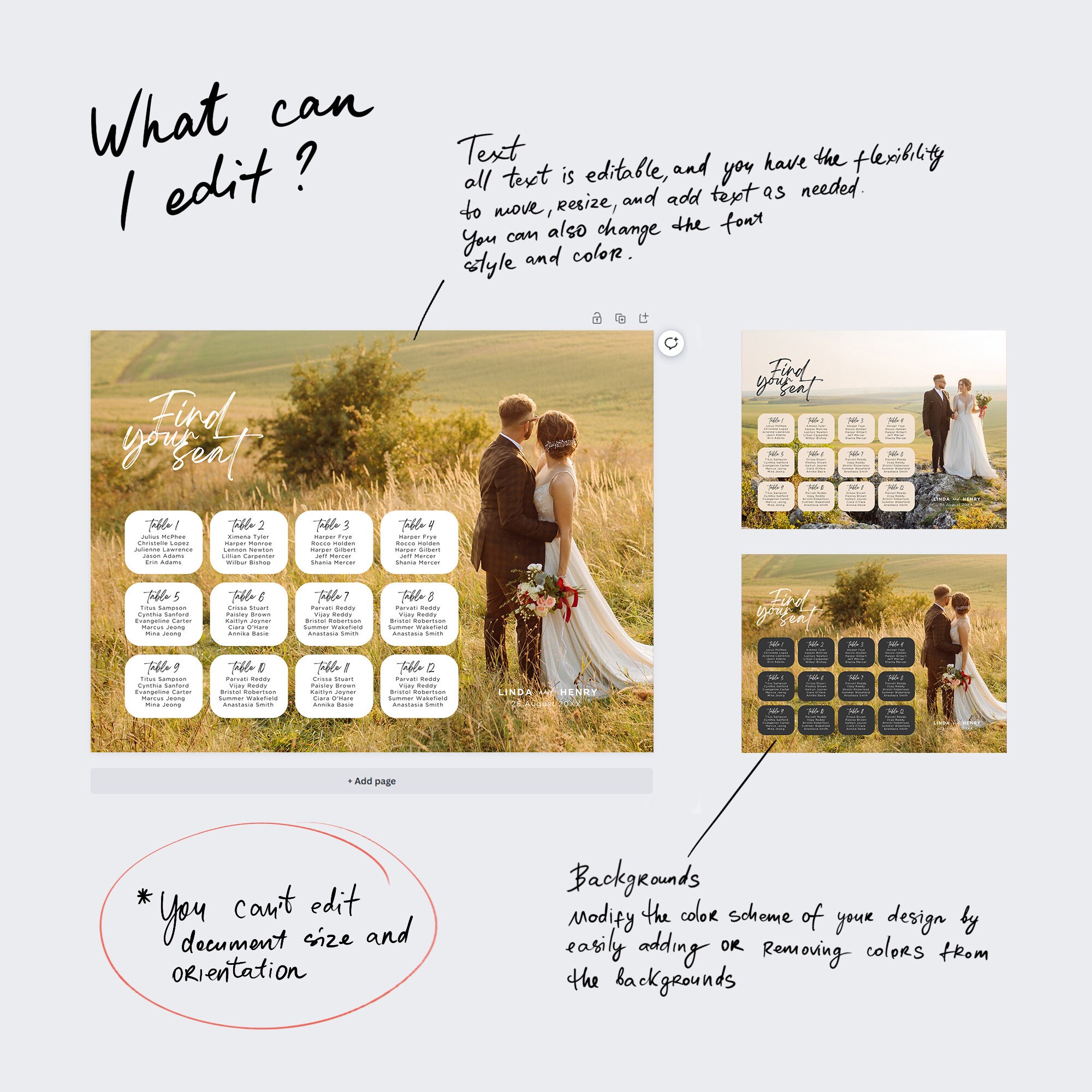 Photo Wedding Seating Chart Template: Editable Canva Seating Plan ...