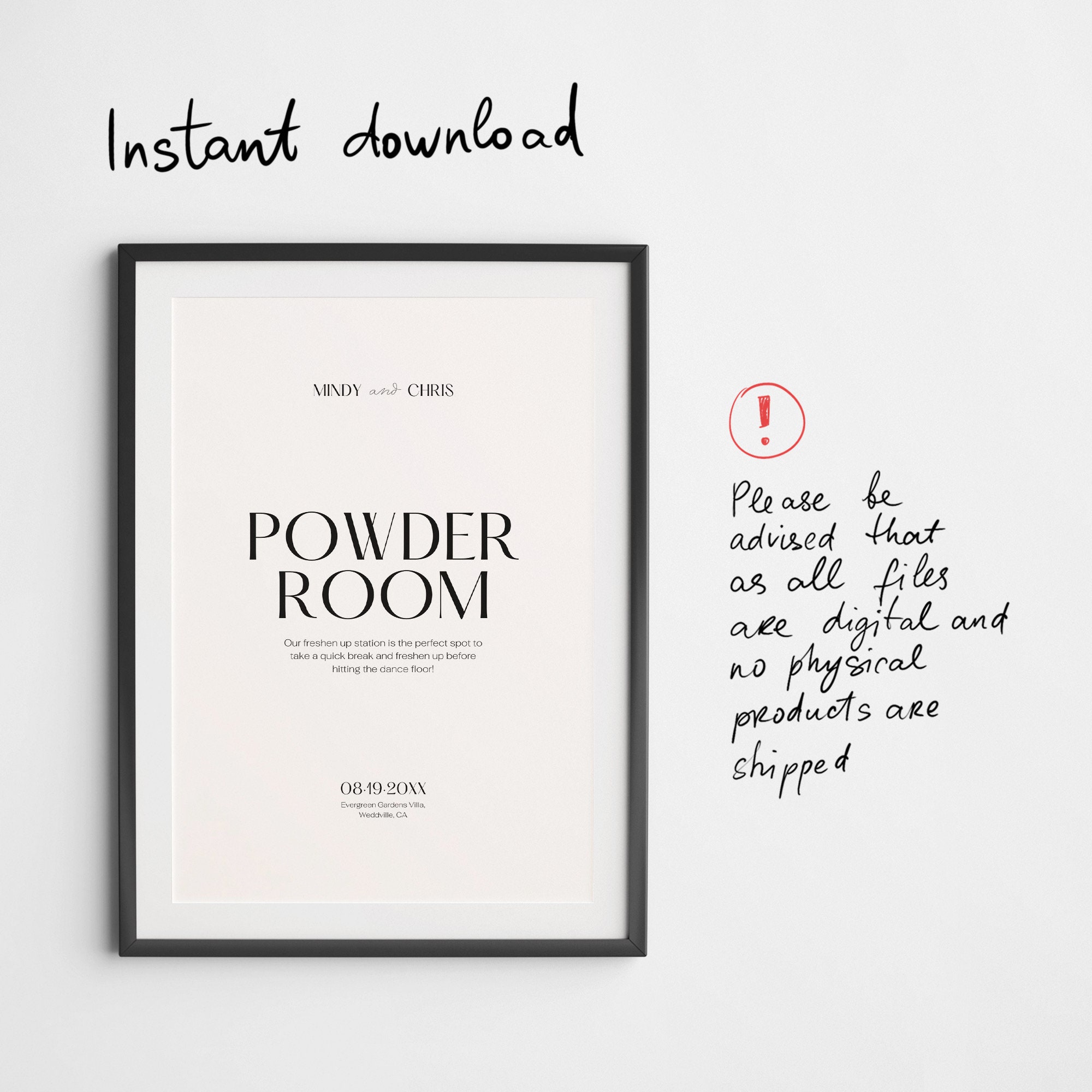 Wedding Toilet Sign Restroom Sign Template Powder Room Sign - Etsy