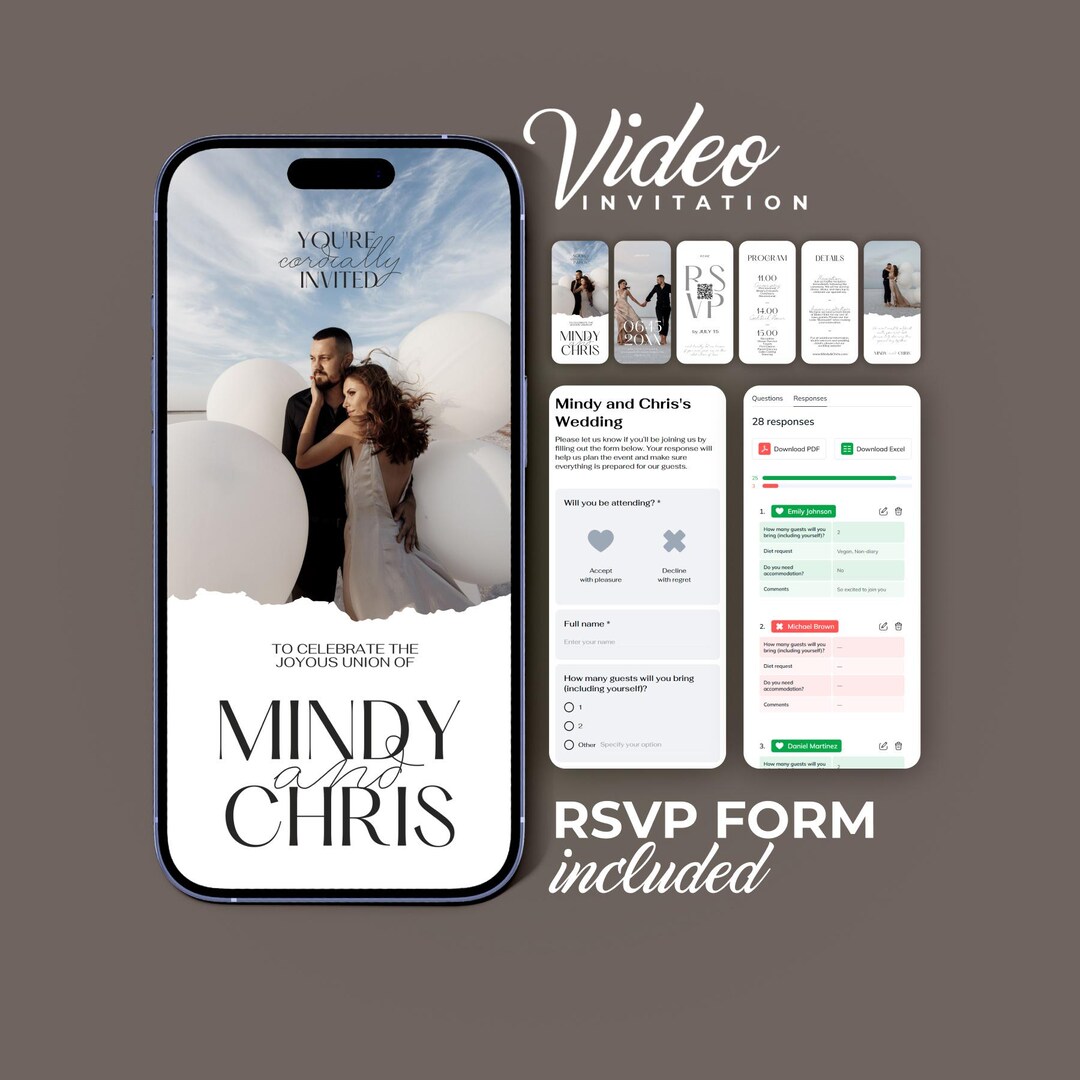 Video Wedding Invitation Digital With Trackable RSVP, Scan QR Code to ...