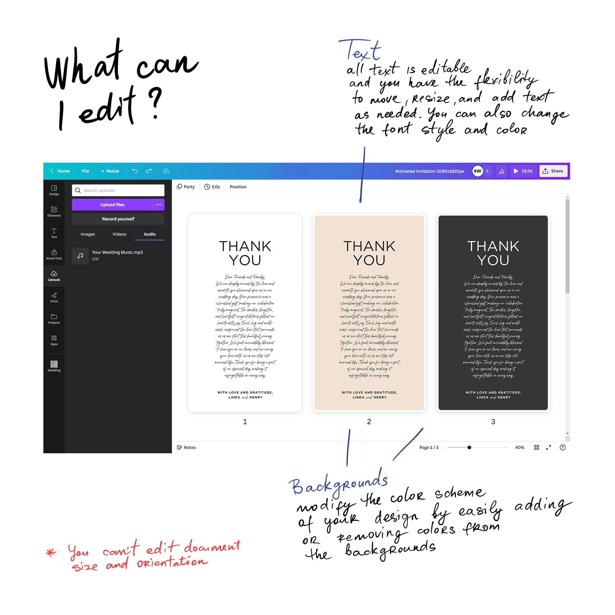 Electronic Thank You Card Template, Minimalist Wedding Thank You for Phone, Digital Thank You ...