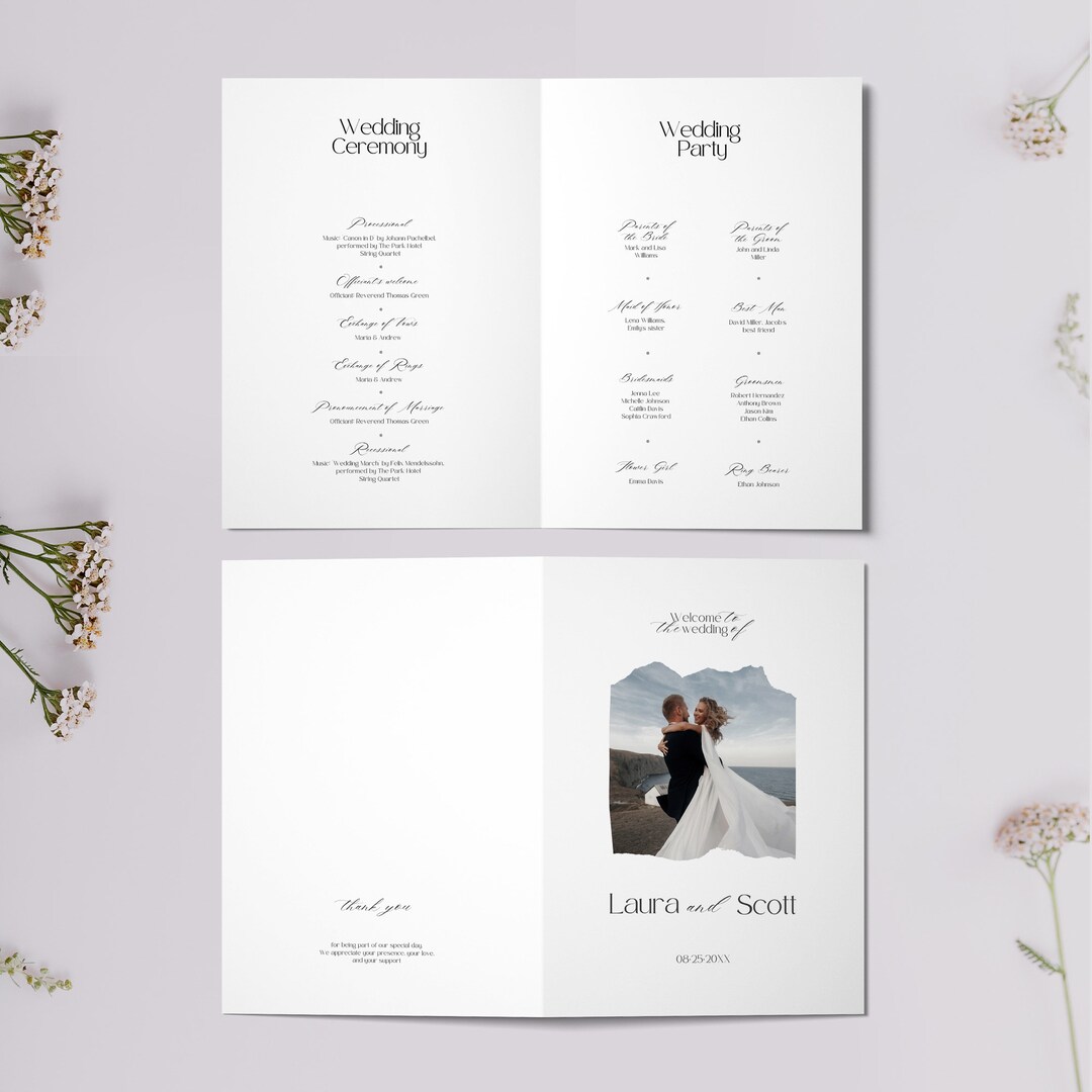 Bifold Wedding Program Template, Order of Service, Foldable Wedding ...
