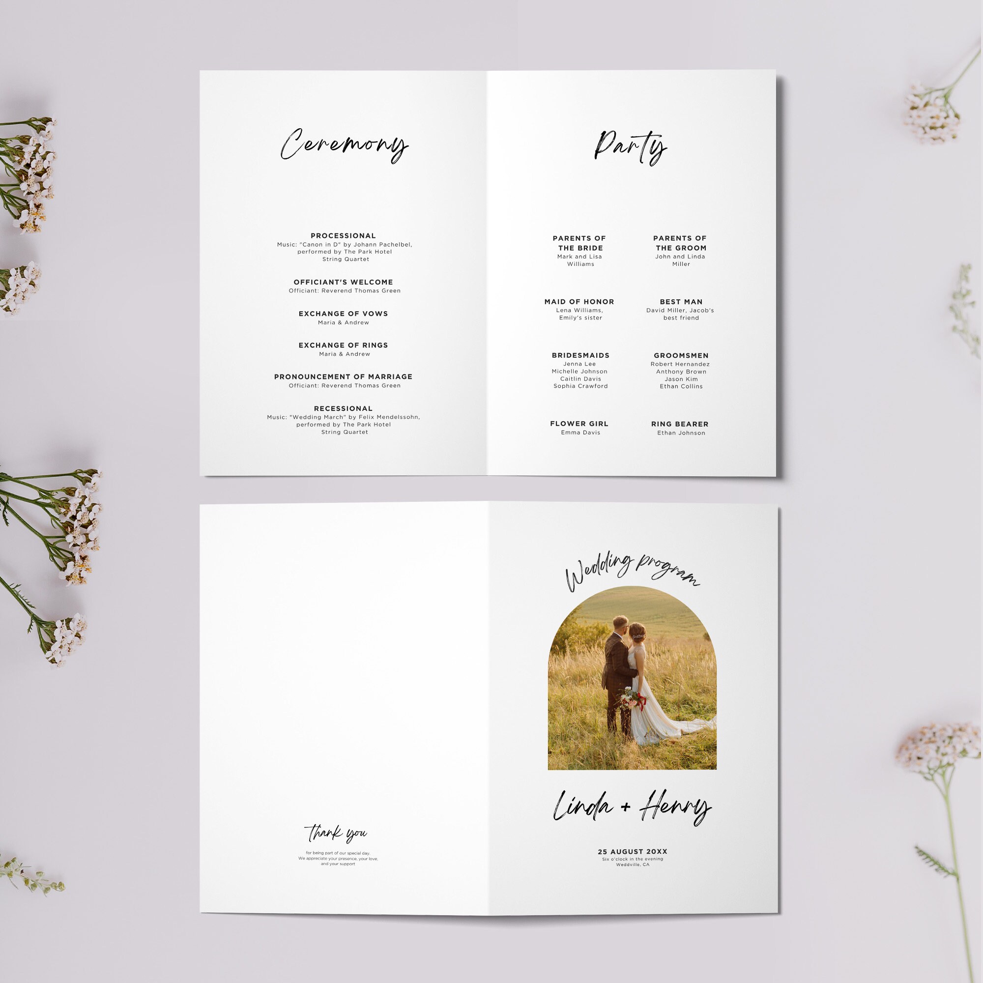 Bifold Wedding Program Template, Order of Service, Minimalist Program ...