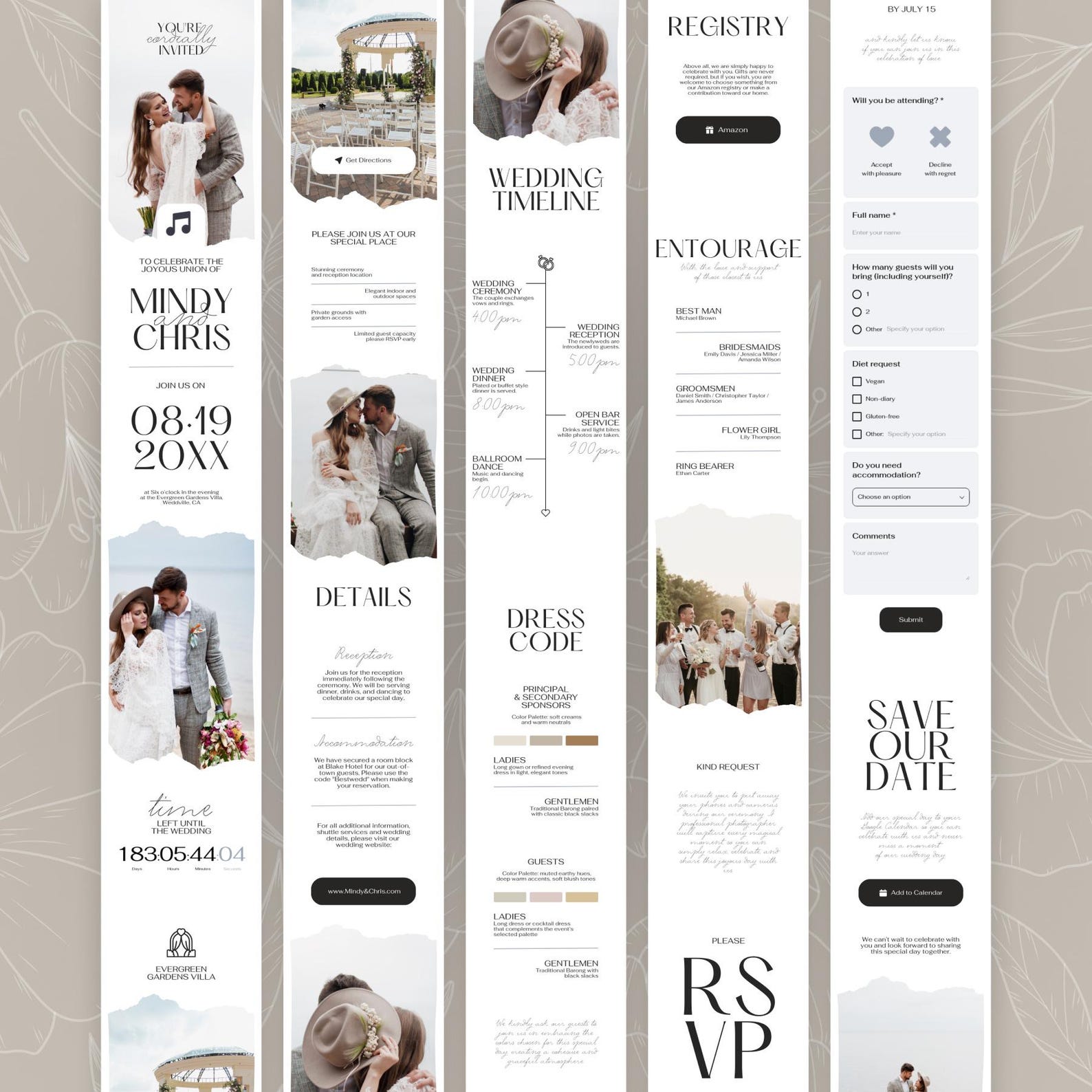 All in One Wedding Invitation Website Template With RSVP Map Music and ...