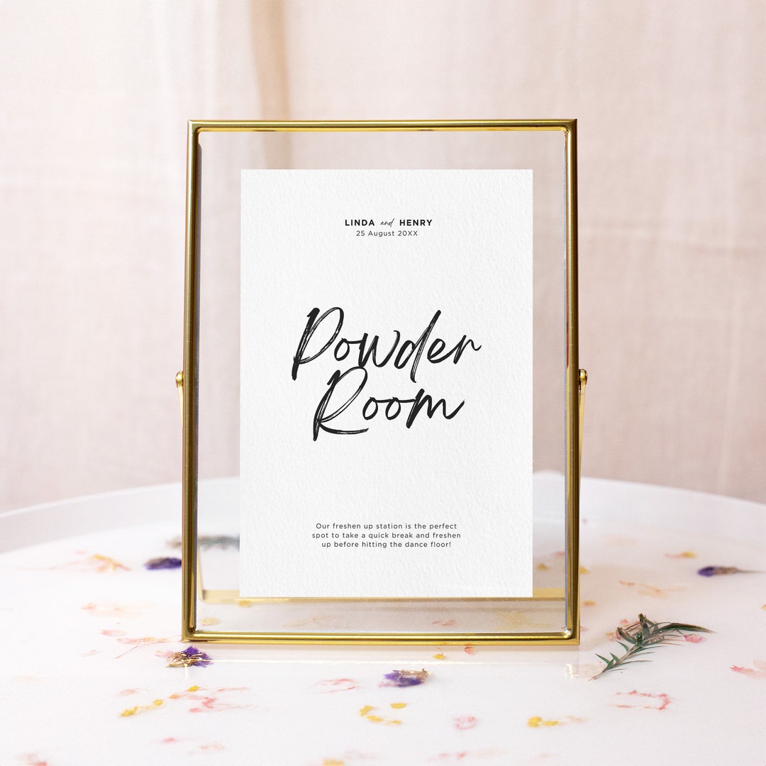 Wedding Powder Room Sign Template, Wedding Bathroom Sign, Printable ...