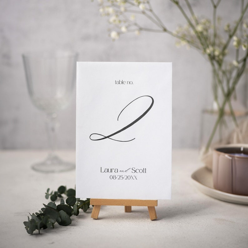 Table Number Sign Template, Printable & Editable Digital Sign, Modern ...