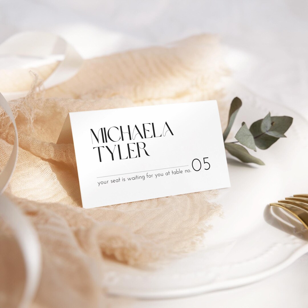 Editable Wedding Seating Cards, Printable Place Card Template, Elegant ...