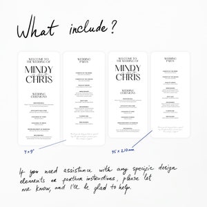 Minimalist Wedding Program Template: Editable 4x9 Canva Design (instant ...