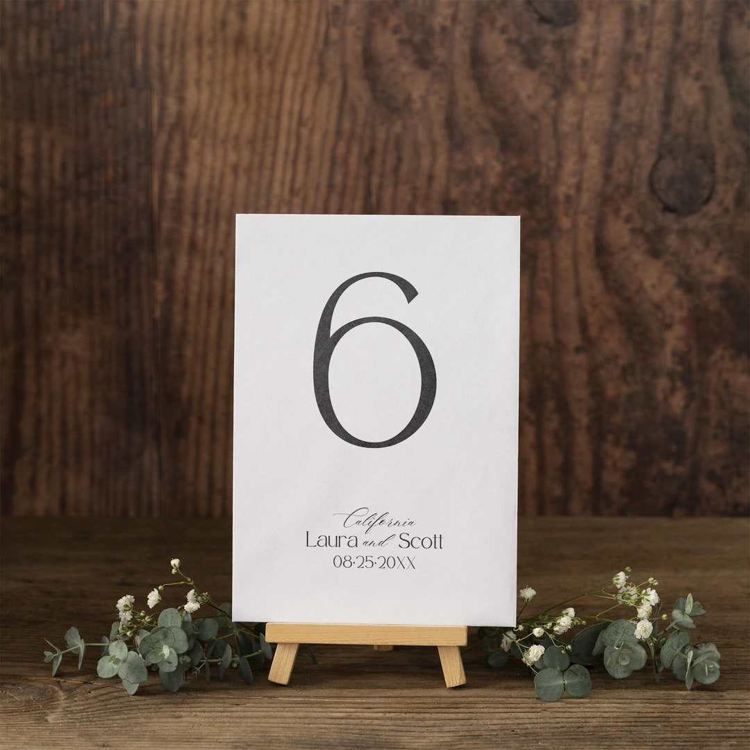 Table Number Sign Template, Wedding Table Numbers, Editable Canva ...