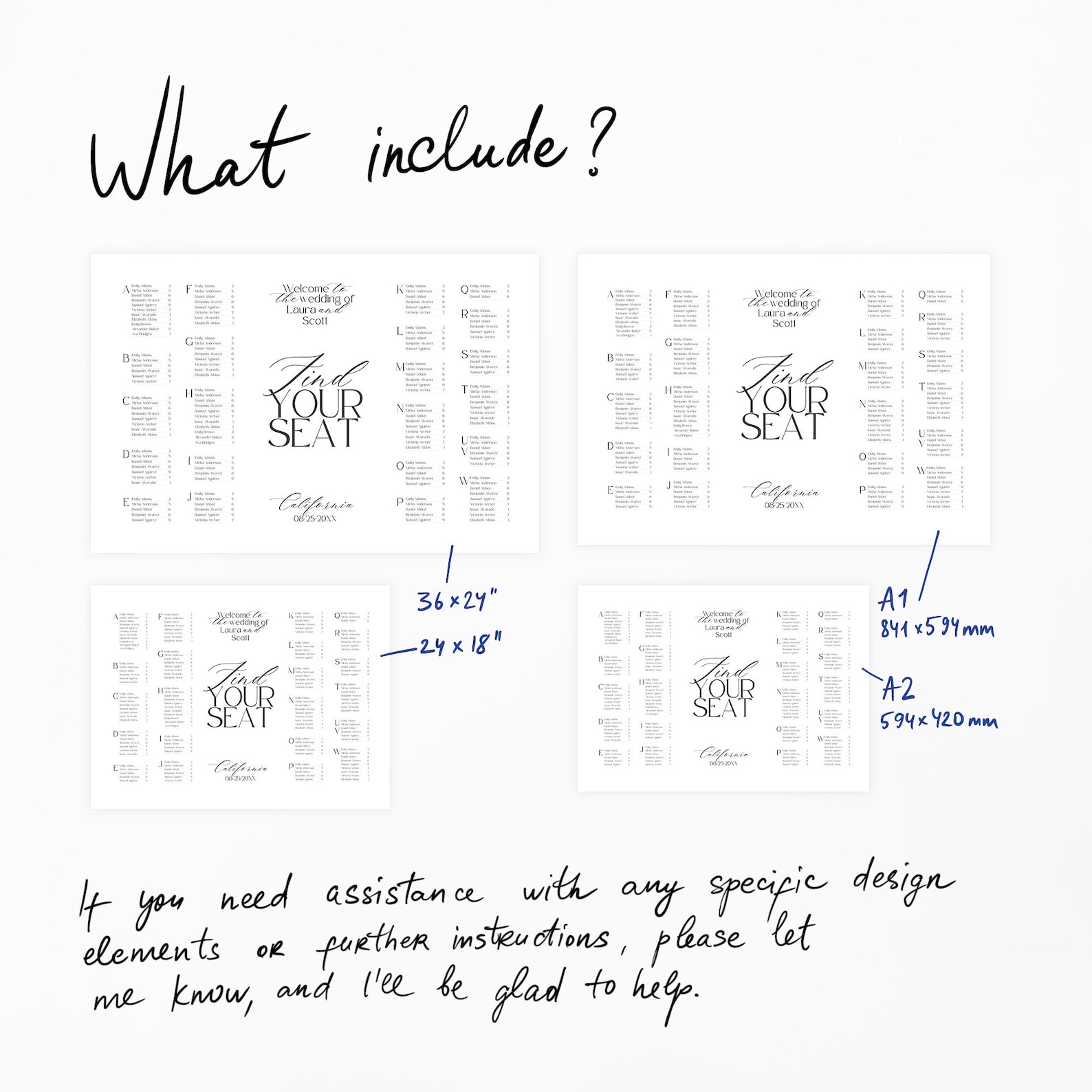 Alphabetical Seating Chart, Wedding Landscape Seating Chart Sign ...