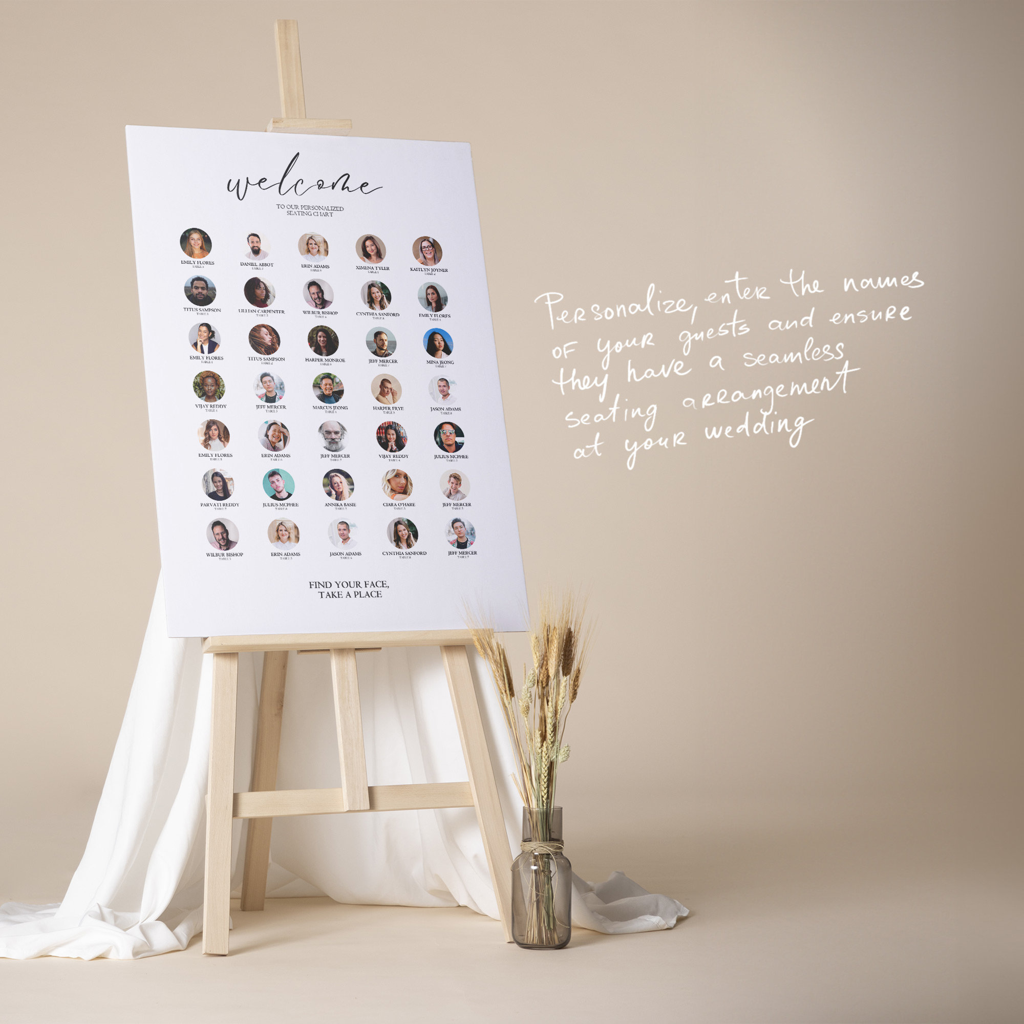 Personalized Seating Chart With Photo of Your Guests, Find Your Face ...